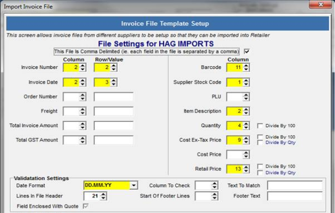 Importing Invoices From HAG Importing Invoices From HAG