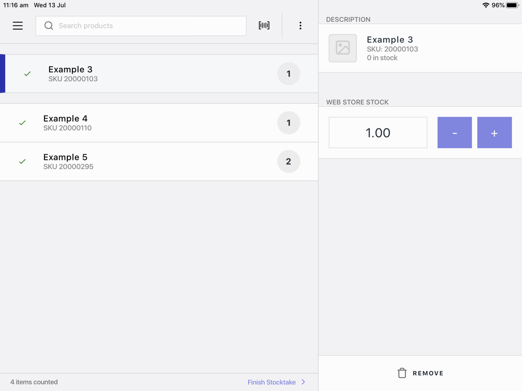 Performing a Stocktake in Retailer Roam